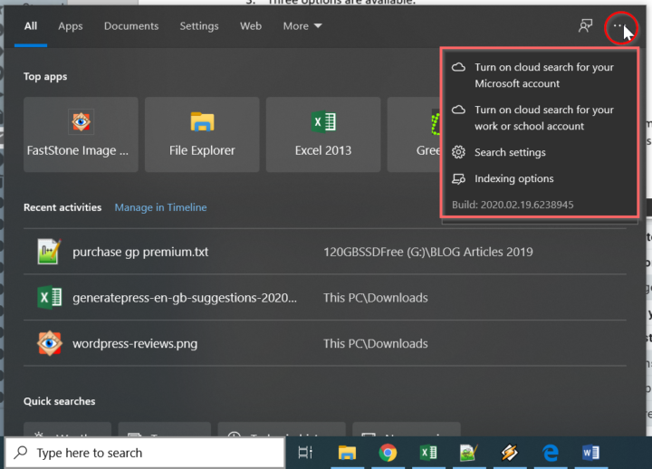 How to do Search in Windows 10 using different Options