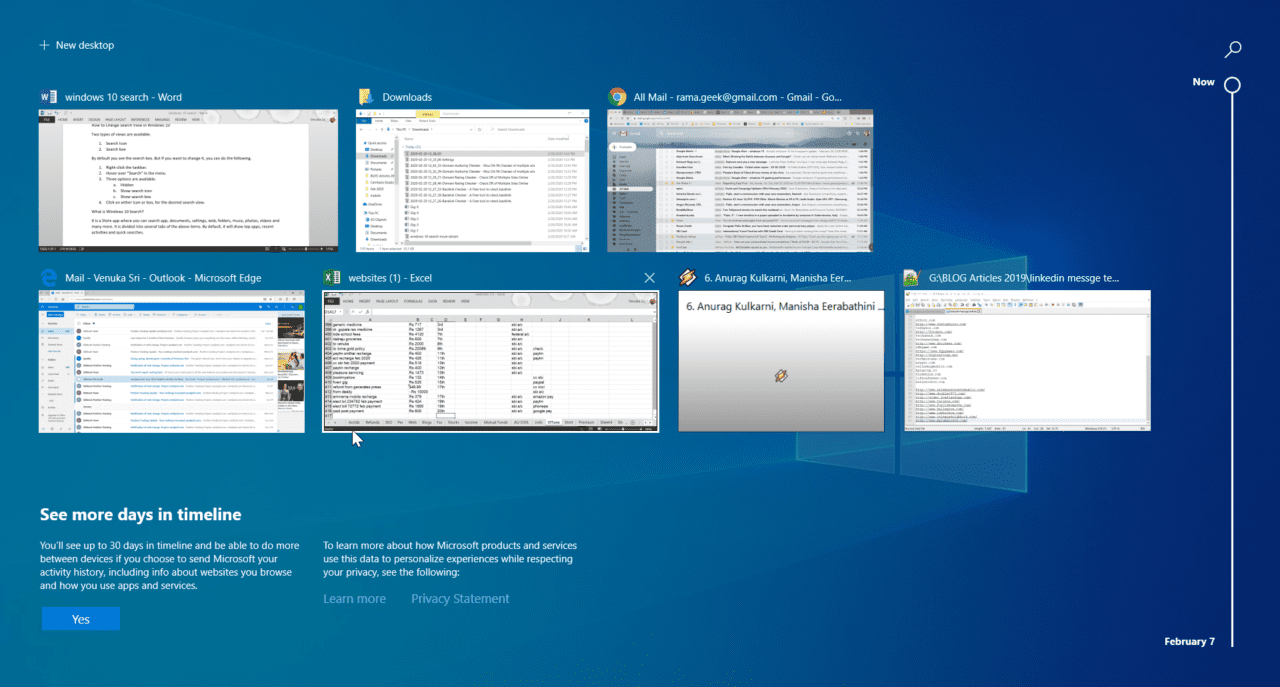 How to do Search in Windows 10 using different Options