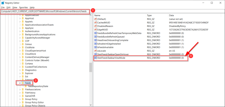 How to Remove Windows 10 News and Interests Widget - Registry Editor and Local Group Policy