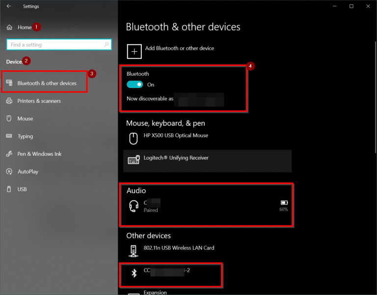 Turn on Bluetooth on Windows 10 - Settings and Switch