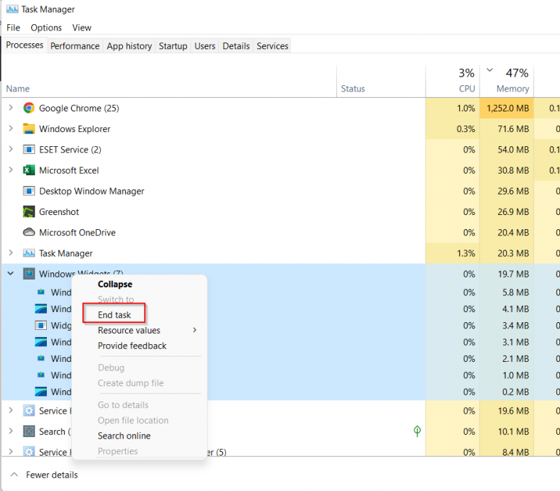 How to Reduce Windows 11 Feeds High RAM usage