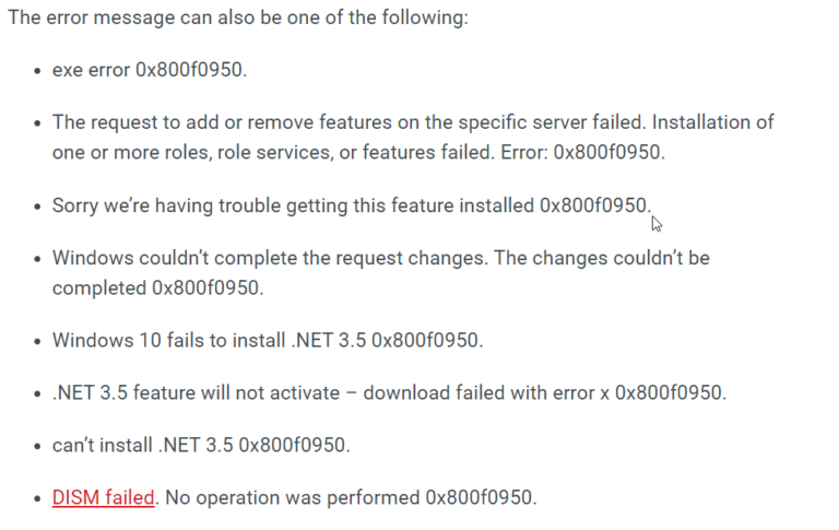 0x800f0950 Error Code fixes for Windows 11 and 10