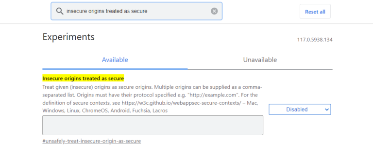 Resolving "Insecure Origins Treated as Secure" Warnings